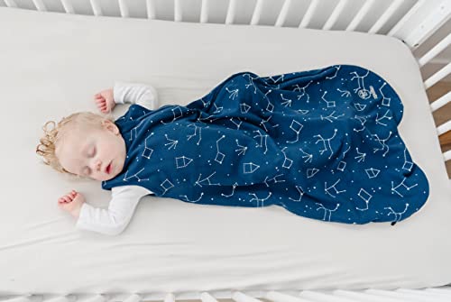 Woolino Merino Wool Baby Sleep Sack - 4 Season Basic Sleep Sack for Baby - Two-Way Zipper Sleeping Bag for Infants - Baby Wearable Blanket - 6-18 Months - Night Sky