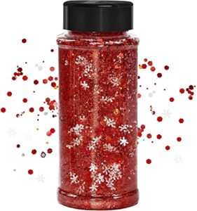 christmas glitter, 100g cosmetic craft holographic glitter for epoxy resin, laser snowflake christmas tree flakes for nails, face, make up, body, tumblers, chunky glitter festival decor（sd-03）