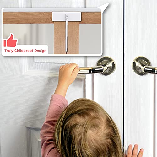 BILLROAD Metal Bifold Door Lock - Double Door Child Safety Locks Keep Toddler, Cats&Dogs Out of Closets, Cabinets, Pantry - No Need Install (1PC)