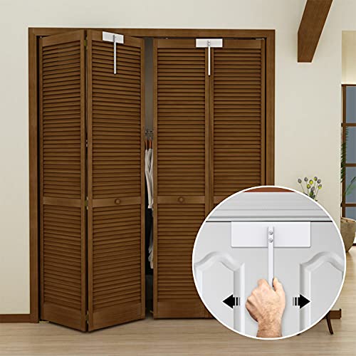 BILLROAD Metal Bifold Door Lock - Double Door Child Safety Locks Keep Toddler, Cats&Dogs Out of Closets, Cabinets, Pantry - No Need Install (1PC)