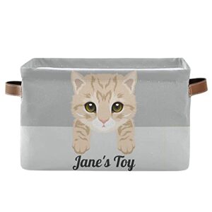 custom cat toy bin box collapsible storage cube with handles personalized puppy supplies