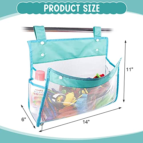 Yuehuam 2Pcs Bath Toy Organizer Mesh Bag Bottom Zippered Bathtub Toy Holder Storage Bag Multiple Ways to Hang for Storing Toys Diapers Clothes