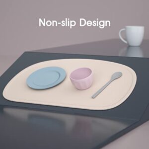 Cuddle Campus Silicone Placemat with Raised Edges for Kids,Toddlers,Babies, Non-Slip Table Setting Placemat for Dining,Come with String for Storage, (Buttercream)