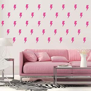 A1diee Set of 96 Lightning Bolt Wall Decal Preppy Pink Room Decor Aesthetic Vinyl Peel and Stick Thunder Wall Stickers for College Students Girls Pink Dorm Bedroom Living Room Nursery Decorations