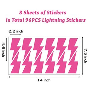 A1diee Set of 96 Lightning Bolt Wall Decal Preppy Pink Room Decor Aesthetic Vinyl Peel and Stick Thunder Wall Stickers for College Students Girls Pink Dorm Bedroom Living Room Nursery Decorations