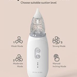 Nasal Aspirator for Baby, HAUTURE Baby Nose Sucker, Self-Cleaning Nose Cleaner for Toddler, 3 Suction Levels, 2 Modes, Nasal Tweezers, 5 Hours Fast Charge for 60 Days