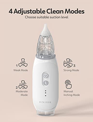 Nasal Aspirator for Baby, HAUTURE Baby Nose Sucker, Self-Cleaning Nose Cleaner for Toddler, 3 Suction Levels, 2 Modes, Nasal Tweezers, 5 Hours Fast Charge for 60 Days