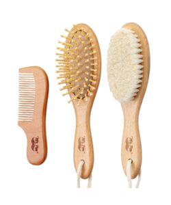 mr. pen- baby brush and comb set, 3pcs, wooden, baby hair brush, cradle cap brush, baby brush set for newborns, infant hair brush, baby comb and brush set, newborn hair brush, baby brushes for hair