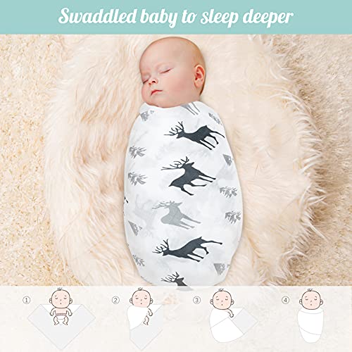 Baby Swaddle Blankets Newborn Soft Bamboo Muslin Swaddle Blankets for Boys and Girls,Unisex Swaddle Receiving Blanket,47 x 47 inches, Large Muslin Blanket, 4 Pack