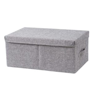 foldable felt storage basket, closet storage bins cube felt box felt drawer organizer linen woven baskets for magazine books newspapers kids toys clothes towels (grey, lxwxh 18.5x11x8.3)