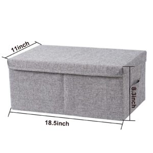 Foldable Felt Storage Basket, Closet Storage Bins Cube Felt Box Felt Drawer Organizer Linen Woven Baskets for Magazine Books Newspapers Kids Toys Clothes Towels (Grey, LxWxH 18.5x11x8.3)