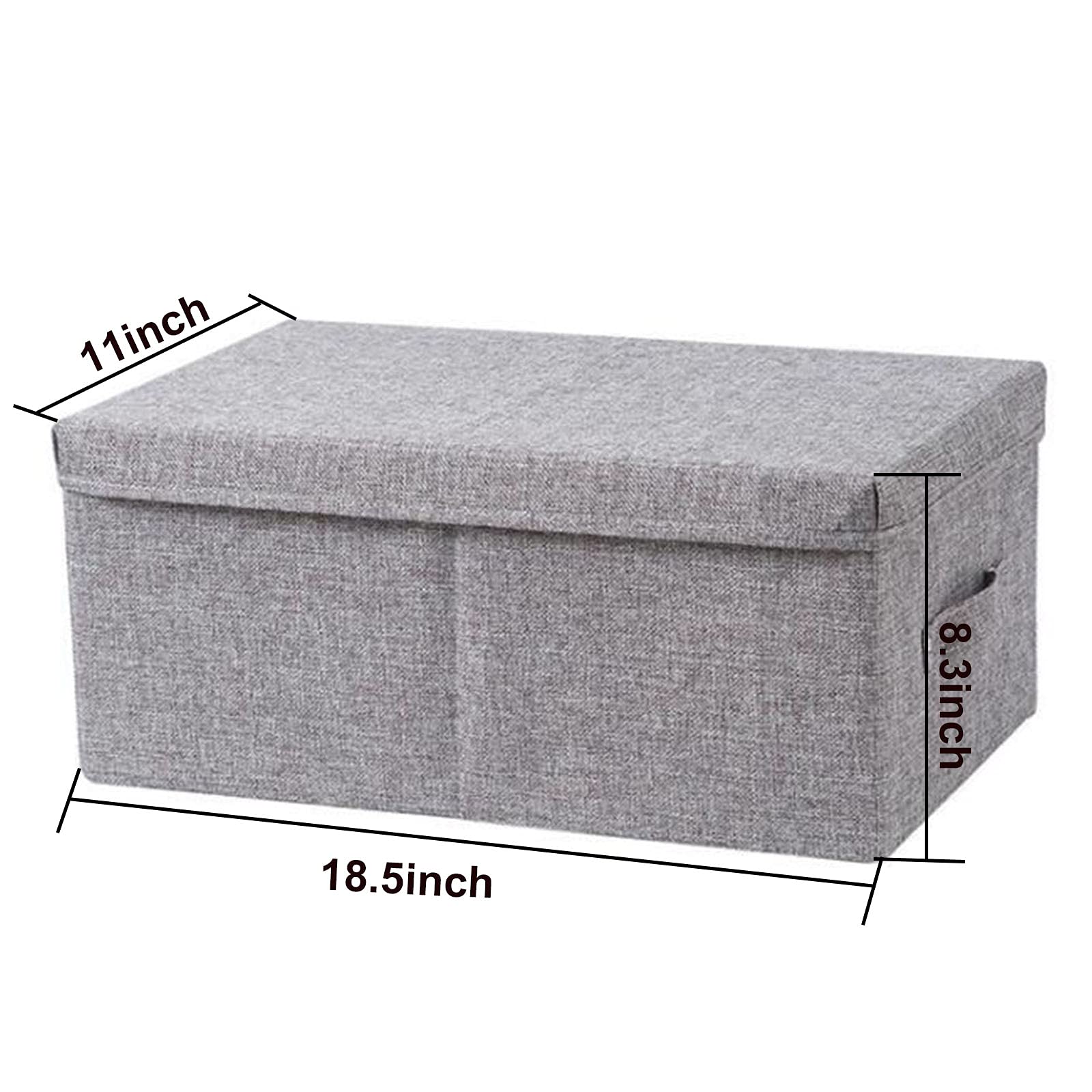 Foldable Felt Storage Basket, Closet Storage Bins Cube Felt Box Felt Drawer Organizer Linen Woven Baskets for Magazine Books Newspapers Kids Toys Clothes Towels (Grey, LxWxH 18.5x11x8.3)