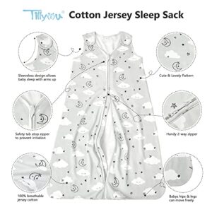 TILLYOU Sleep Sack 2 Pack - Baby Wearable Blanket with 2-Way Zipper,Extra Soft Sleeveless Sleep Sack for Boy Girl, 18-24 Months,Grey Cloud&Gray Arrow