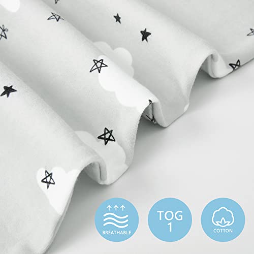 TILLYOU Sleep Sack 2 Pack - Baby Wearable Blanket with 2-Way Zipper,Extra Soft Sleeveless Sleep Sack for Boy Girl, 18-24 Months,Grey Cloud&Gray Arrow