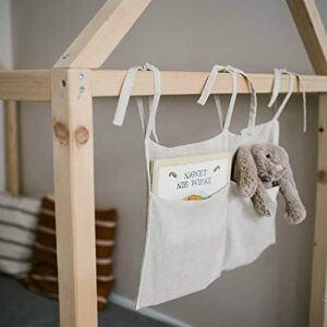 YeeMan Linen Baby Bedside Hanging Storage Bag,2 Pockets Organizer for Baby Cribs and Toys (Burlywood)