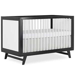 dream on me carter 5-in-1 full size convertible crib / 3 mattress height settings/jpma certified/made of new zealand pinewood/sturdy crib design, black & white