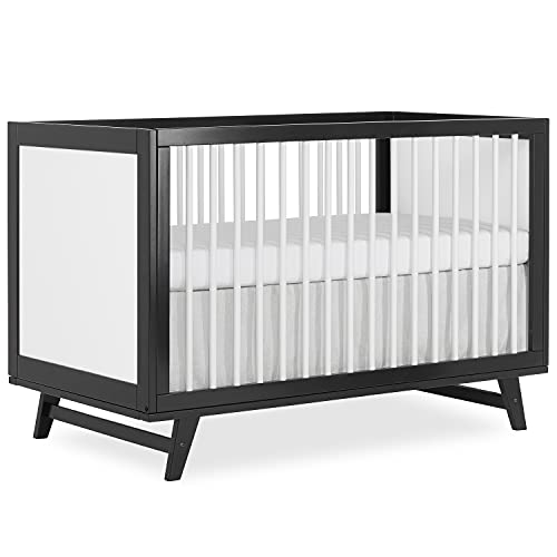 Dream On Me Carter 5-in-1 Full Size Convertible Crib / 3 Mattress Height Settings/JPMA Certified/Made of New Zealand Pinewood/Sturdy Crib Design, Black & White