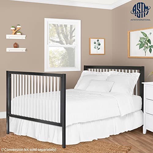 Dream On Me Carter 5-in-1 Full Size Convertible Crib / 3 Mattress Height Settings/JPMA Certified/Made of New Zealand Pinewood/Sturdy Crib Design, Black & White