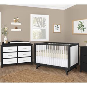 Dream On Me Carter 5-in-1 Full Size Convertible Crib / 3 Mattress Height Settings/JPMA Certified/Made of New Zealand Pinewood/Sturdy Crib Design, Black & White