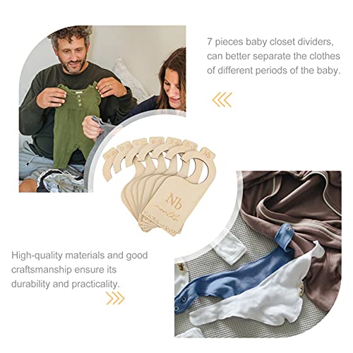 jojofuny 7 Pack Wood Baby Closet Size Dividers Newborn Baby Closet Hanging Closet Dividers from Newborn Infant to 24 Months for Boy and Girl Home Nursery Clothes Organizers, Style. 2