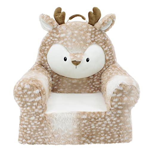 Soft Landing Sweet Seats, Premium and Comfy Toddler Lounge Chair with Carrying Handle & Side Pockets – Polyester , Deer,Brown