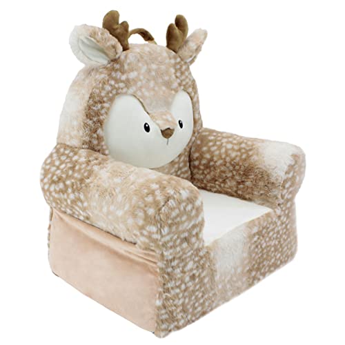 Soft Landing Sweet Seats, Premium and Comfy Toddler Lounge Chair with Carrying Handle & Side Pockets – Polyester , Deer,Brown