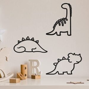 3 pcs dinosaur wall decor dino geometric wooden wall art nursery room decorations for baby boys girls toddlers kids bookshelf bathroom bedroom classroom playroom living room modern minimalist design