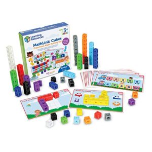 learning resources mathlink cubes preschool math activity set, 115 pieces, ages 3+ preschool stem activities, math activity set and games for kids