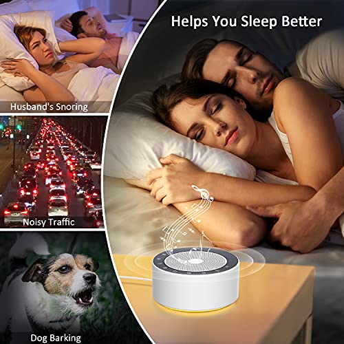 Fitniv White Noise Machine, Sound Machine with 30 High Fidelity Soundtracks, Adjustable 7 Color Night Lights, Full Touch Metal Grille, Timer & Memory Features, Plug in, Sleep Machine for Baby Adults