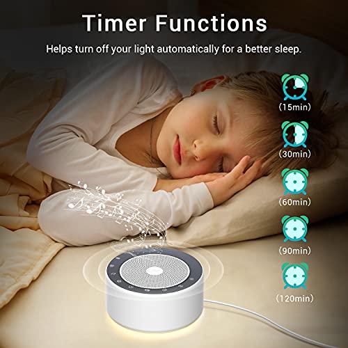 Fitniv White Noise Machine, Sound Machine with 30 High Fidelity Soundtracks, Adjustable 7 Color Night Lights, Full Touch Metal Grille, Timer & Memory Features, Plug in, Sleep Machine for Baby Adults