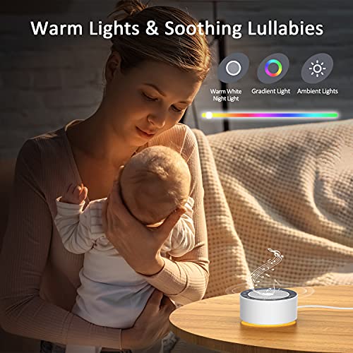 Fitniv White Noise Machine, Sound Machine with 30 High Fidelity Soundtracks, Adjustable 7 Color Night Lights, Full Touch Metal Grille, Timer & Memory Features, Plug in, Sleep Machine for Baby Adults