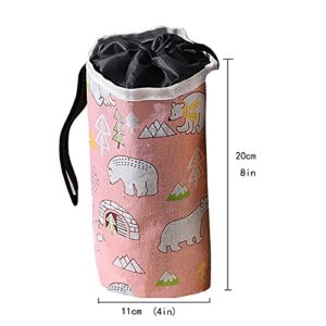 PZJ-Toy Storage Basket Play Mat Small 2 in 1,Foldable Portable Child Toy Storage Bag,Child Toys Organizer Canvas,for Home Storage,Games, Pink Bear