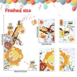 Wall Decals for Nursery Room Animal Tree Wall Stickers Baby Door Cartoon Decor Jungle Safari Giraffe Elephant DIY Children Murals Decoration Removable Wallpaper for Boy Girl Room Bedroom Wardrobe