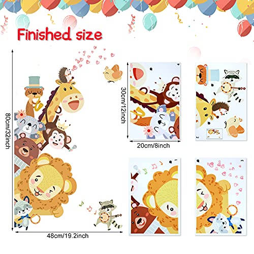 Wall Decals for Nursery Room Animal Tree Wall Stickers Baby Door Cartoon Decor Jungle Safari Giraffe Elephant DIY Children Murals Decoration Removable Wallpaper for Boy Girl Room Bedroom Wardrobe