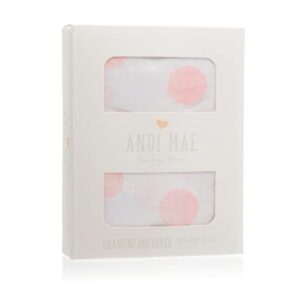 Andi Mae Changing Pad Cover - Watercolor Pink Dots -100% Jersey Cotton - Fits Standard Changing Pads