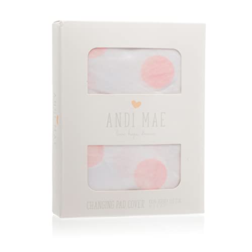 Andi Mae Changing Pad Cover - Watercolor Pink Dots -100% Jersey Cotton - Fits Standard Changing Pads