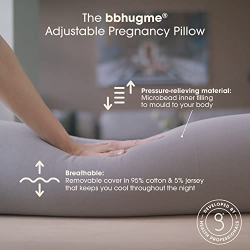 bbhugme Adjustable Pregnancy Pillow – Full Body Support for Side Sleeping - Adjustable Firmness and Shape - Supports Back, Legs, Belly, Hips for Pregnant Women - Removable Cover - Dusty Pink