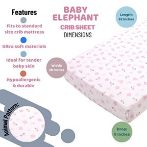 Baby Bees 4 Pieces Baby Elephant Crib Bedding Sets for Boys and Girls | Baby Bedding Set of Crib Sheet, Quilt, Dust Ruffle for Standard Size Crib