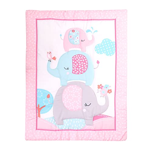 Baby Bees 4 Pieces Baby Elephant Crib Bedding Sets for Boys and Girls | Baby Bedding Set of Crib Sheet, Quilt, Dust Ruffle for Standard Size Crib