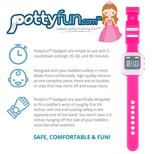 [Updated] POTTY FUN Potty Training Watch Timer | Remind Your Toddler to Go Potty | Fun Audio/Music Theme | Water Resistant and Child-Proof Lock of 3-Second Hold to Turn On/Off | Princess Potty Theme