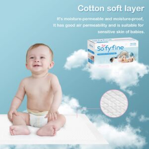 SOFYFINE Disposable Changing Pads for Baby 17x24 (100 Count), Heavy Absorbent Diaper Underpads for Changing Table, Waterproof Toddler Pee Pad (White, 30g/Piece, 2g SAP)