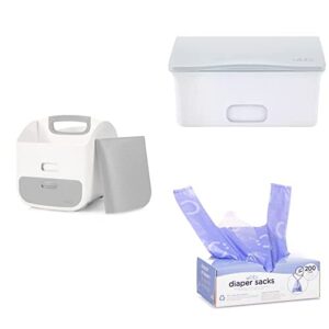 ubbi easy diaper changes at home, diaper caddy, wipes dispenser, diaper sacks