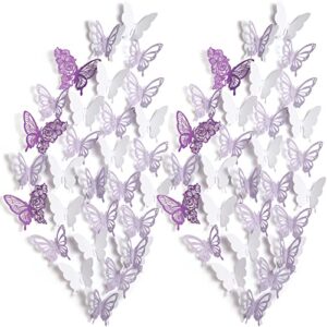 120 pieces 3d butterfly wall decor mural stickers decals 3 styles butterfly wall decoration butterfly wall decals for baby room home wedding party diy decor (multicolor)