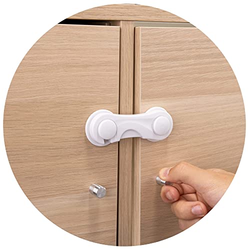 Inaya 6-Pack Child Proof Locks for Cabinet Doors, Pantry, Closet, Wardrobe, Cupboard, Drawers - 3M - No Drilling - Child Safety Locks for Cabinets and Drawers - Baby Proofing Cabinet Lock