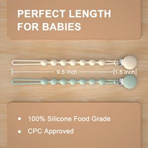 Cuddle Campus Silicone Pacifier Clip Holder with One Piece Design, Pack of 2 Soft Flexible Binky Clips with Texture for Baby Boy and Girl(6m+)