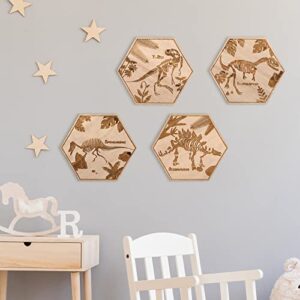 4 pcs 5.1 x 5.9 inches dinosaur wall decor wooden dinosaur art decor dinosaur bedroom decorations modern minimalist design for baby boys nursery classroom bedroom playroom living room decorations