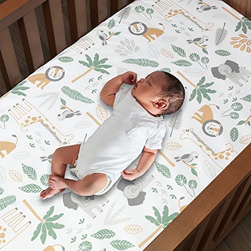 Lambs & Ivy Jungle Friends 100% Cotton Safari Animals Baby Fitted Crib Sheet