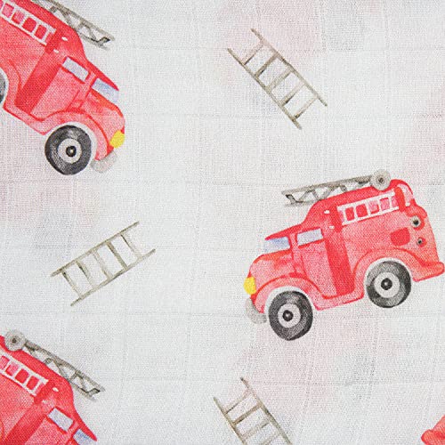 immispace - Ultra Soft Swaddle Blanket | Muslin Blankets for Girls & Boys | Newborns & Infants Gifts | 30% Organic Cotton + 70% Rayon | Large 47" x 47" | Machine Washable (Fire Truck)