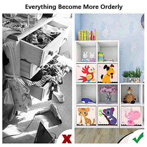 SITAKE 2 Pcs Foldable Animal Toy Storage Box/Bin/Cube, Collapsible Storage Organizer Chest Basket Container for Kids, Toddlers, Boys and Girls(13 x 13 x 13 Inch, Lion & Bee)