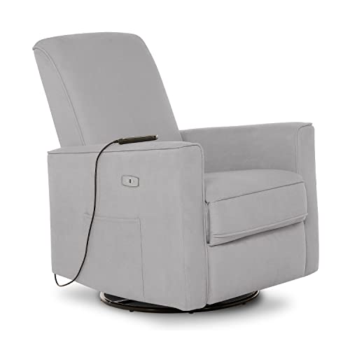 Evolur Harlow Deluxe Glider with Massager |Recliner| Rocker in Light Grey